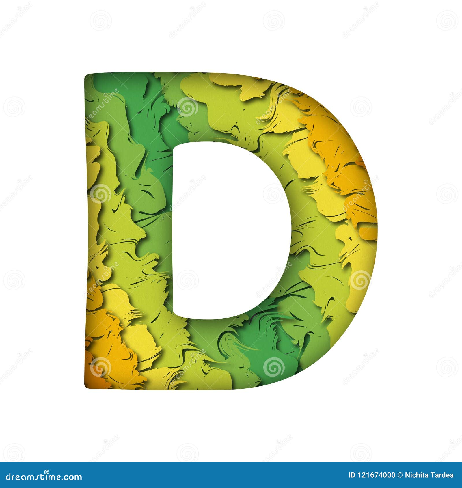 Letra Verde De Moda D Del Papercut Ilustración del Vector - Ilustración ...