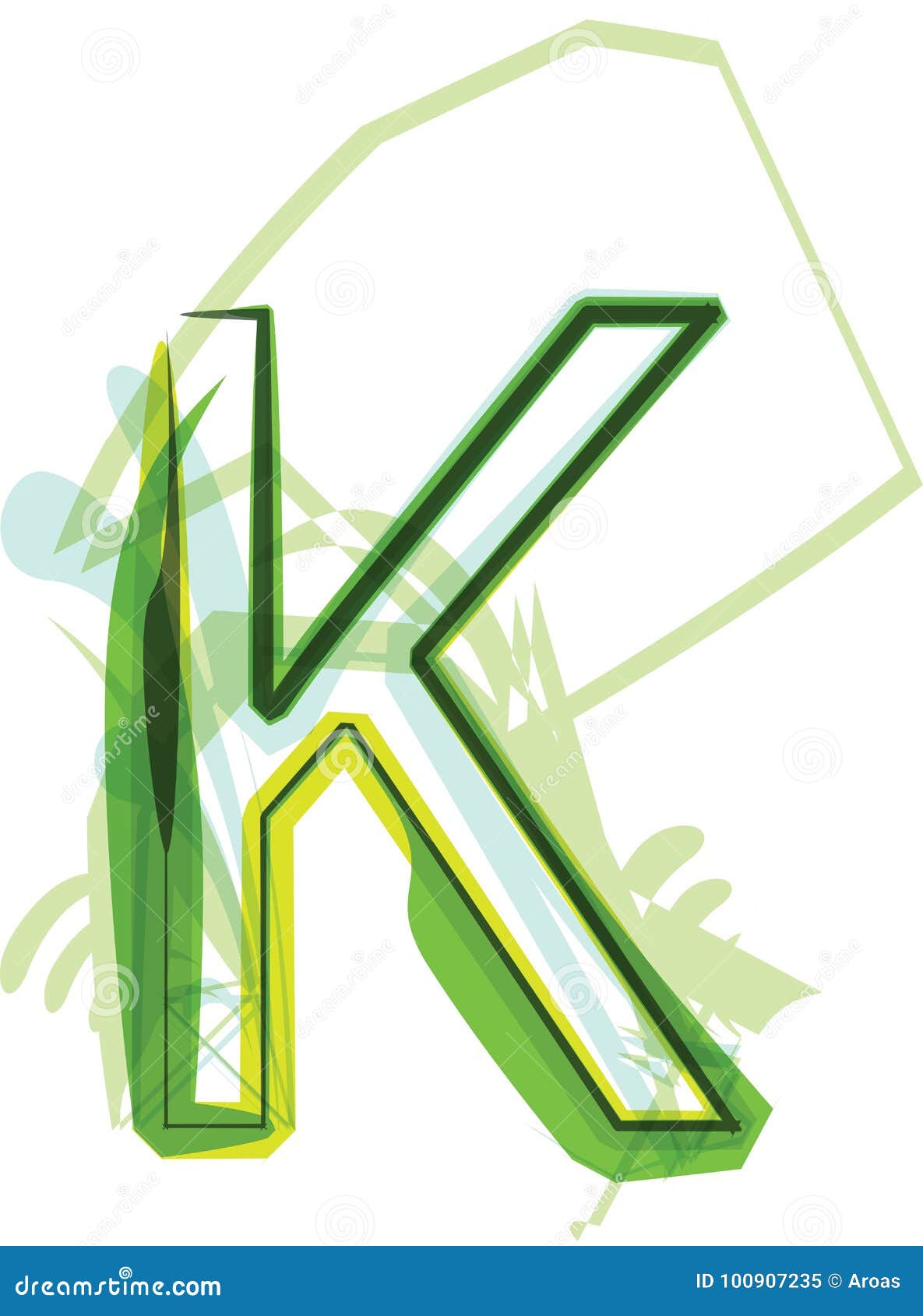 Letra verde K ilustración del vector. Ilustración de creatividad ...