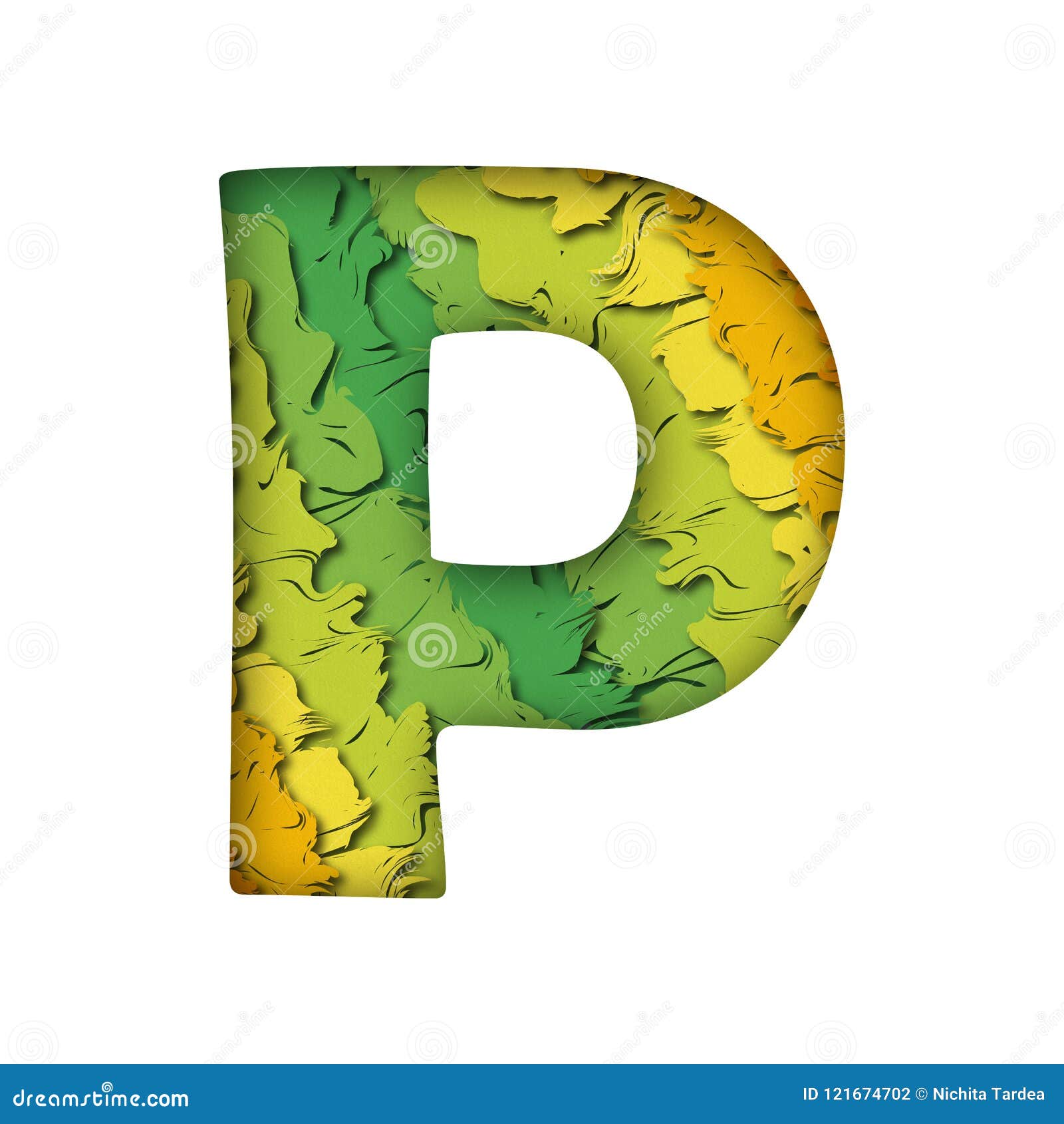Letra Verde Na Moda P Do Papercut Ilustração do Vetor - Ilustração de ...