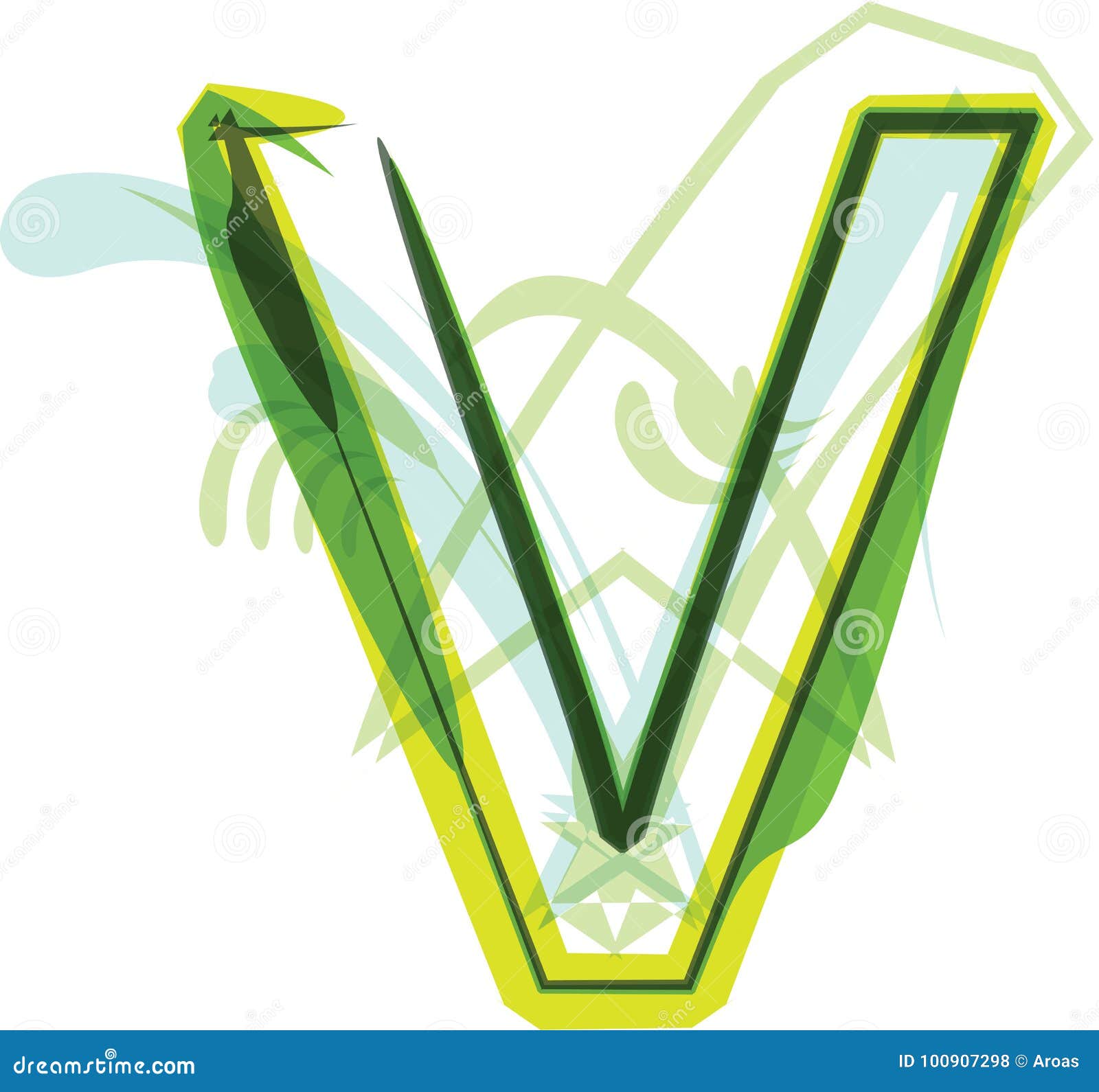 Letra verde v ilustración del vector. Ilustración de crezca - 100907298