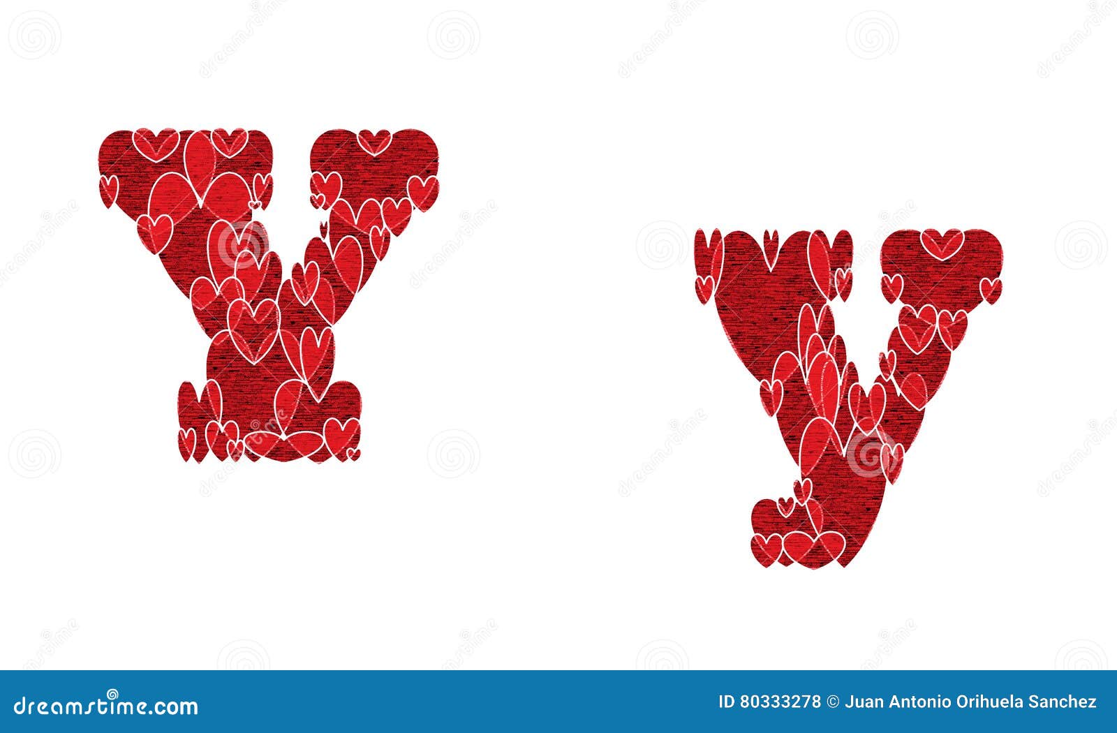 Letra Y, Hecha De Corazones Stock de ilustración - Ilustración de texto ...