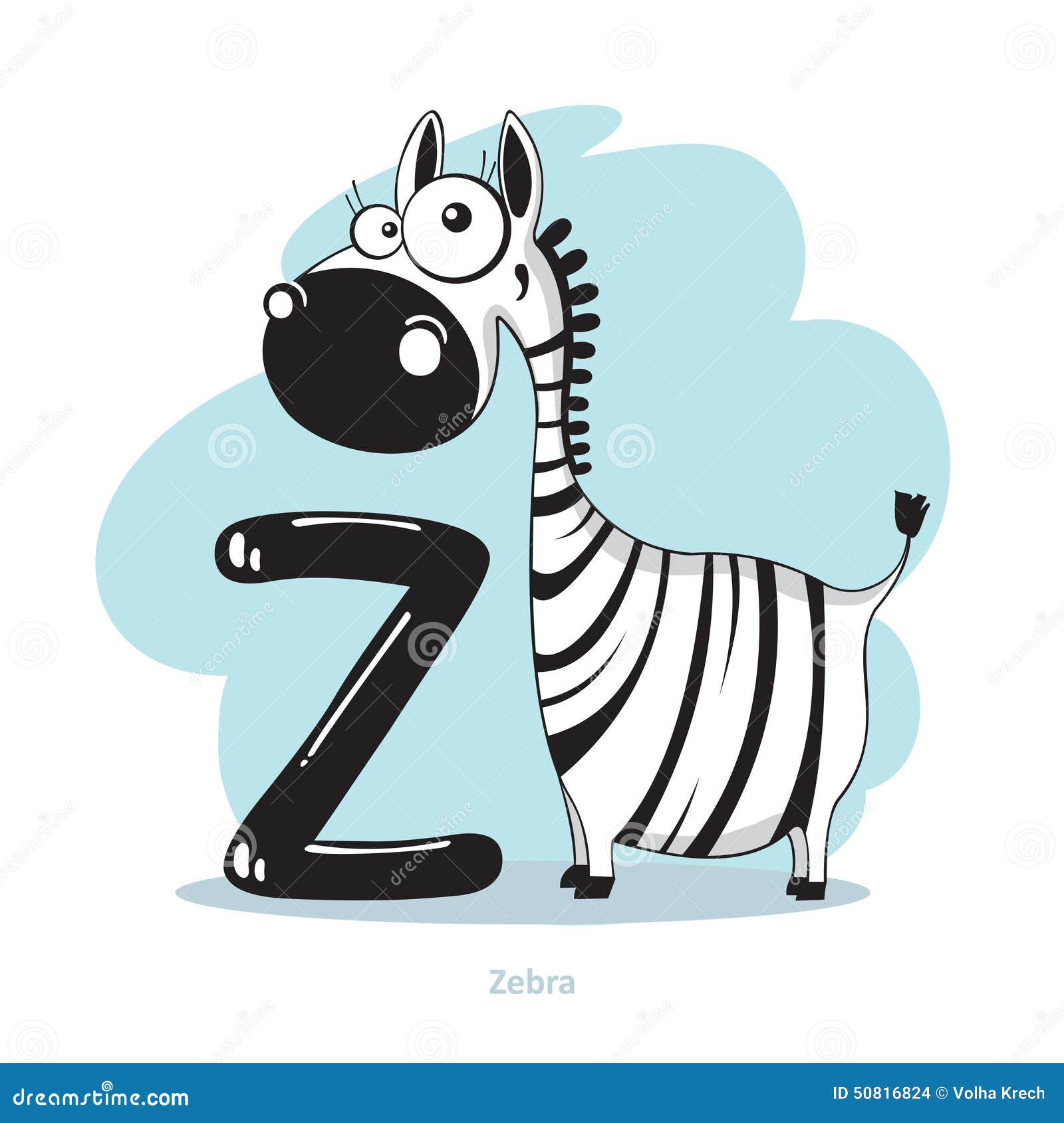 Letra Z Com Zebra Engraçada Ilustração do Vetor - Ilustração de cauda ...