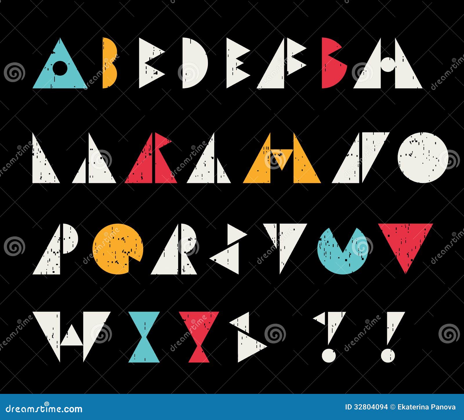 Letras Abstratas Do Alfabeto No Estilo Retro. Ilustração do Vetor ...