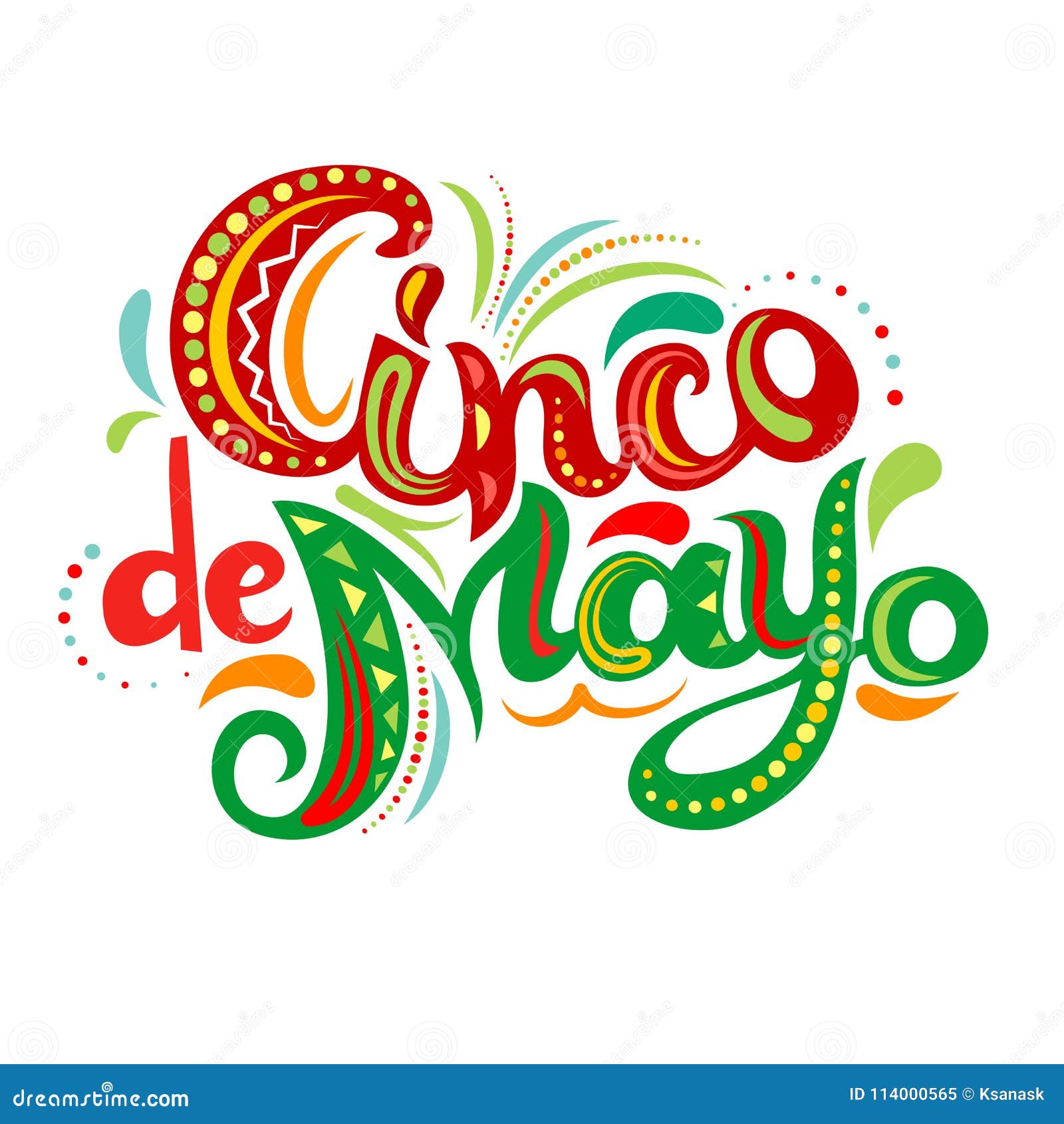 Letras Adornadas Brillantes De Cinco De Mayo Ilustración del Vector ...