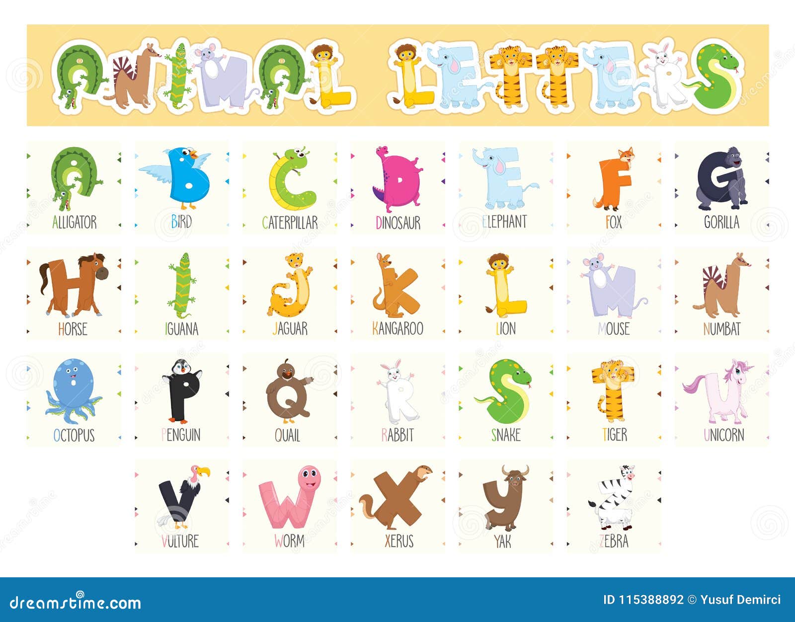 Letras animales ilustradas ilustración del vector. Ilustración de ...