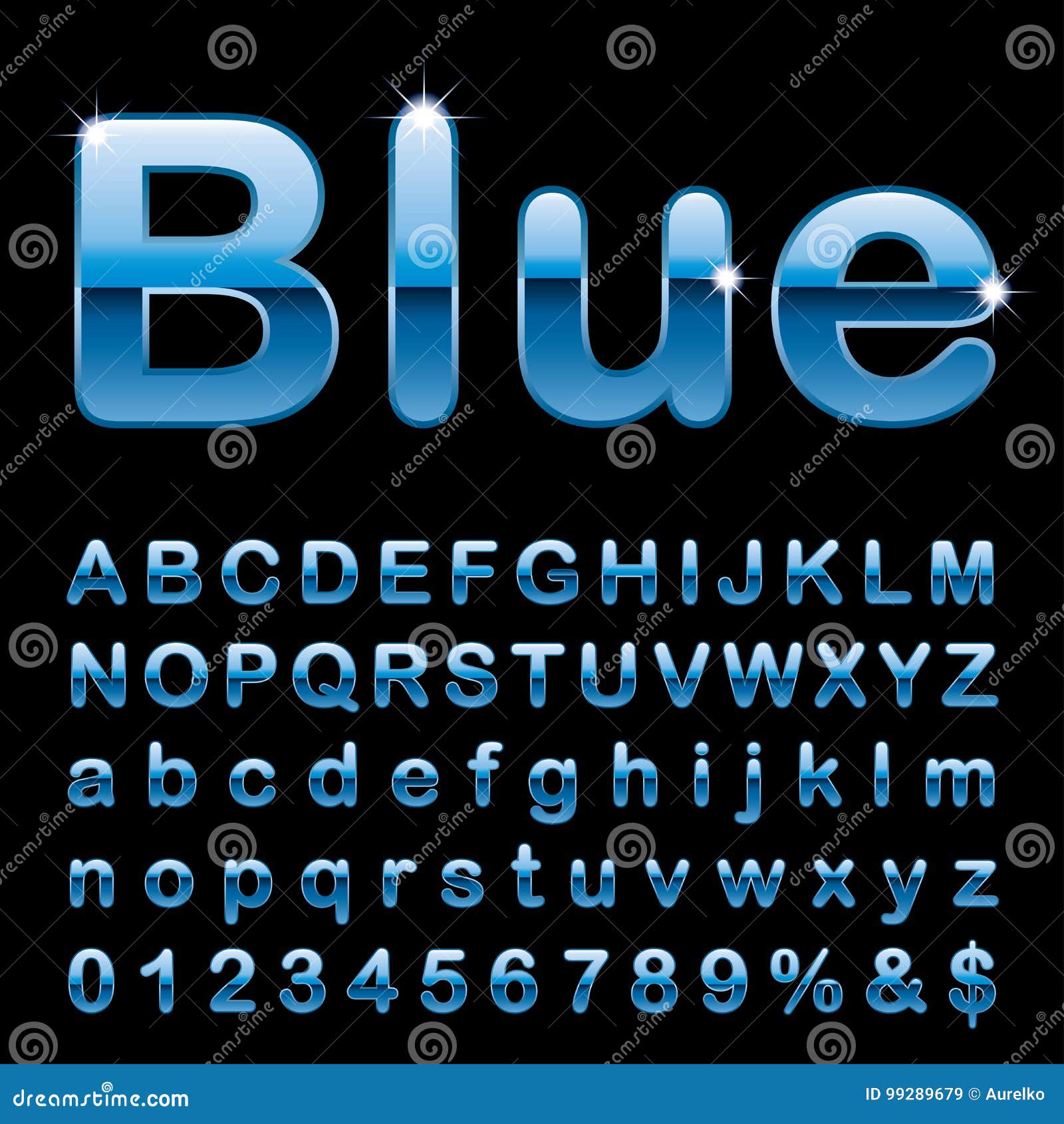 Letras azules redondas ilustración del vector. Ilustración de elemento ...