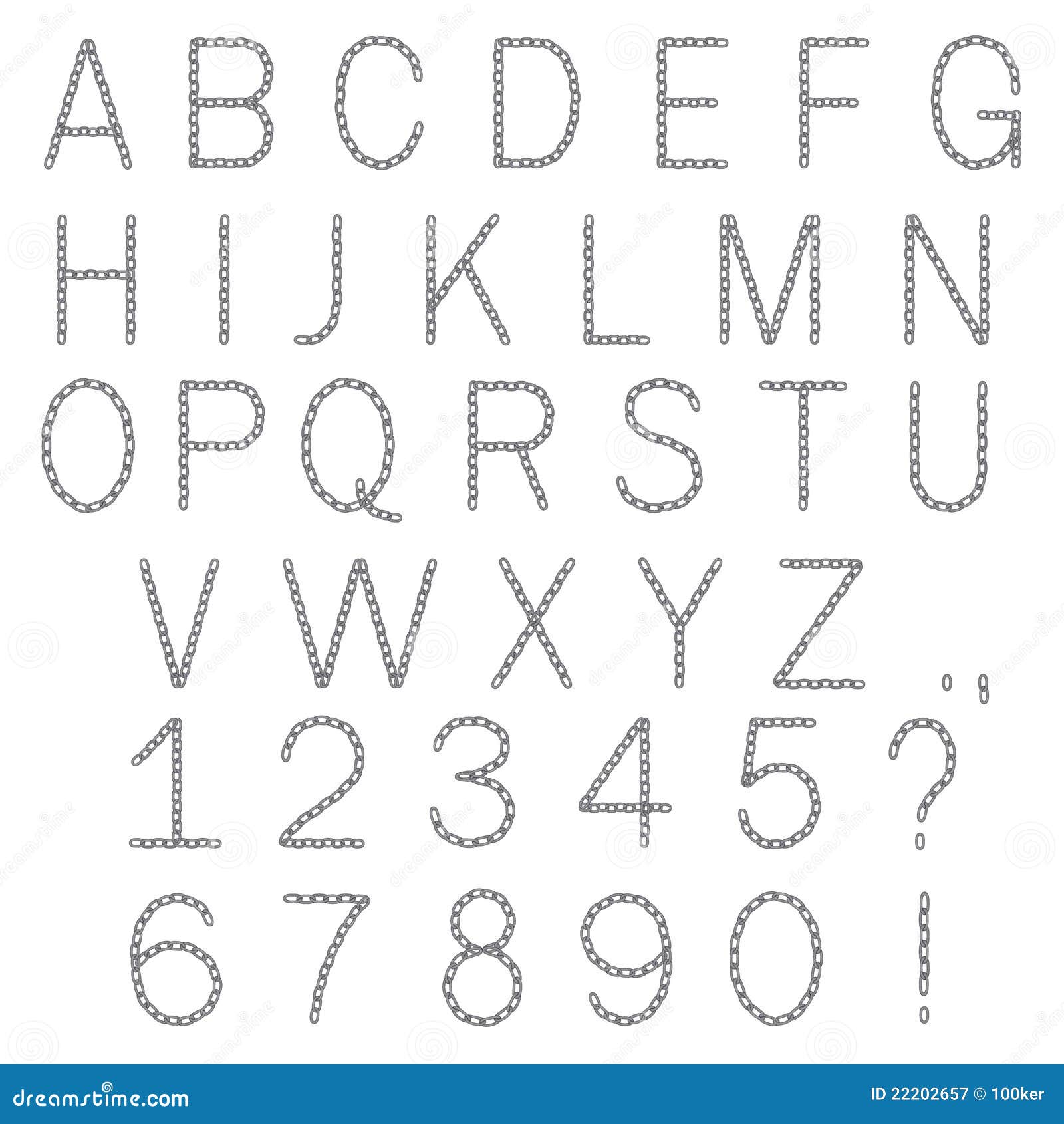 Letras Chain Do Alfabeto Do ABC Isoladas Ilustração do Vetor ...