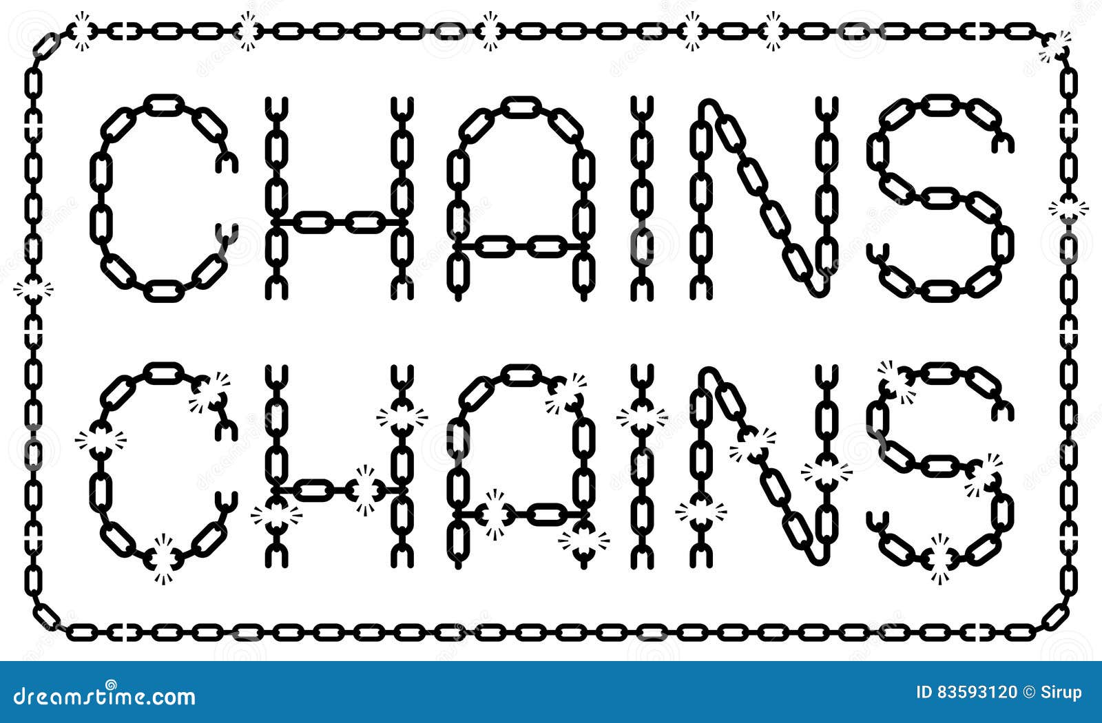 Letras Chain Quebradas Do Sinal Ilustração do Vetor - Ilustração de ...