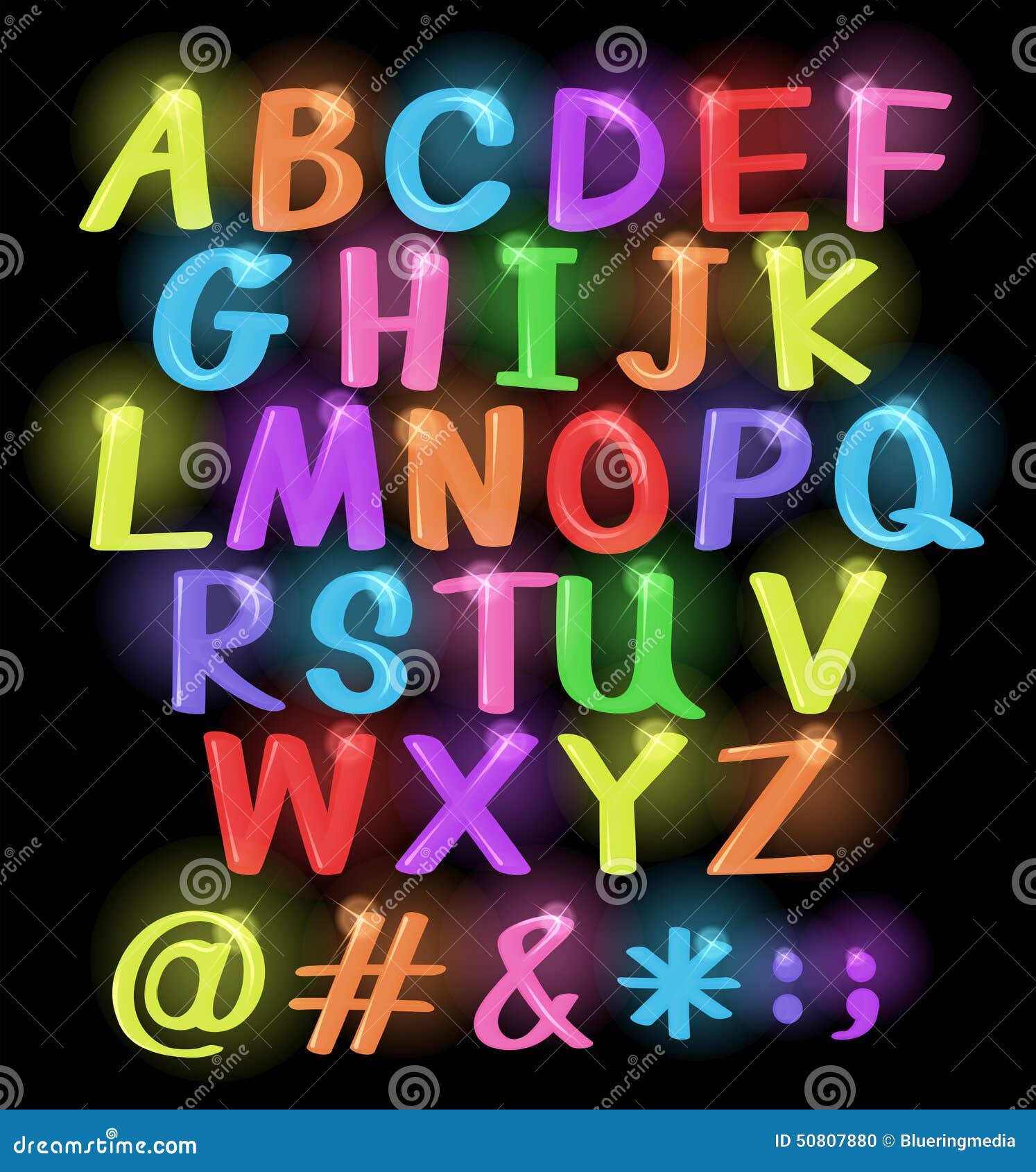 Letras coloreadas neón ilustración del vector. Ilustración de ...
