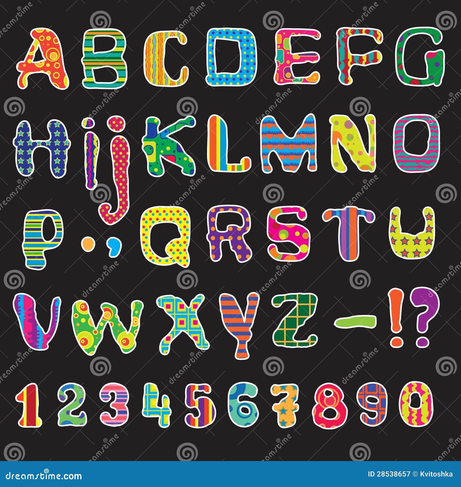 Letras coloridas ilustração do vetor. Ilustração de original - 28538657