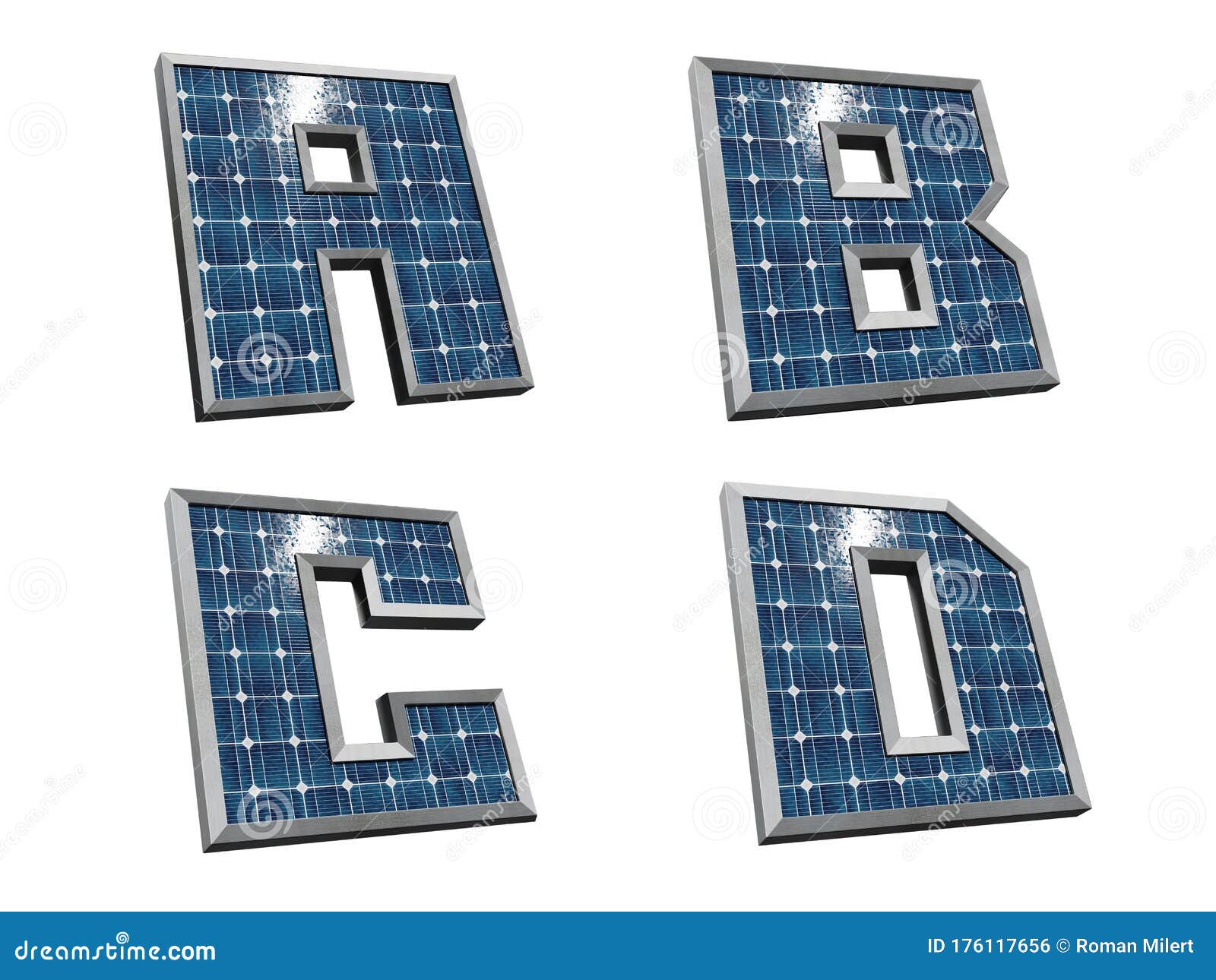 Letras a a a D Del Alfabeto Del Panel Solar Stock de ilustración ...