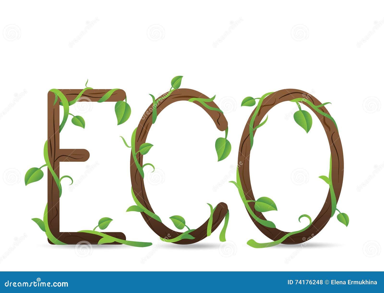 Letras De Eco Nas Folhas E Nos Ramos Do Verde Ilustração Stock ...