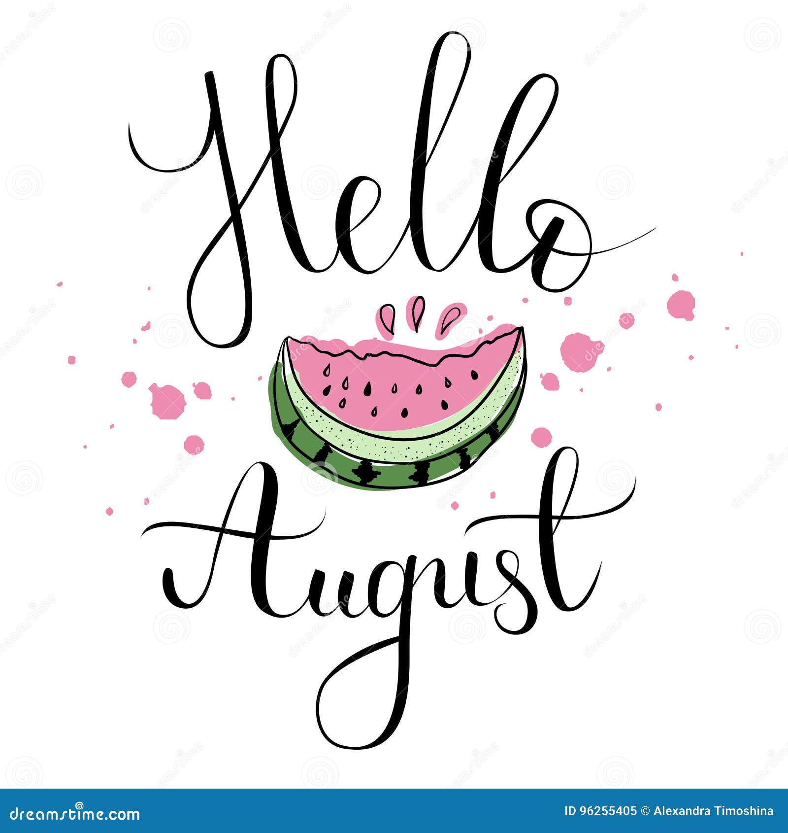 Letras De La Forma De Vida Del Vector Y Hola Agosto Ilustración del ...