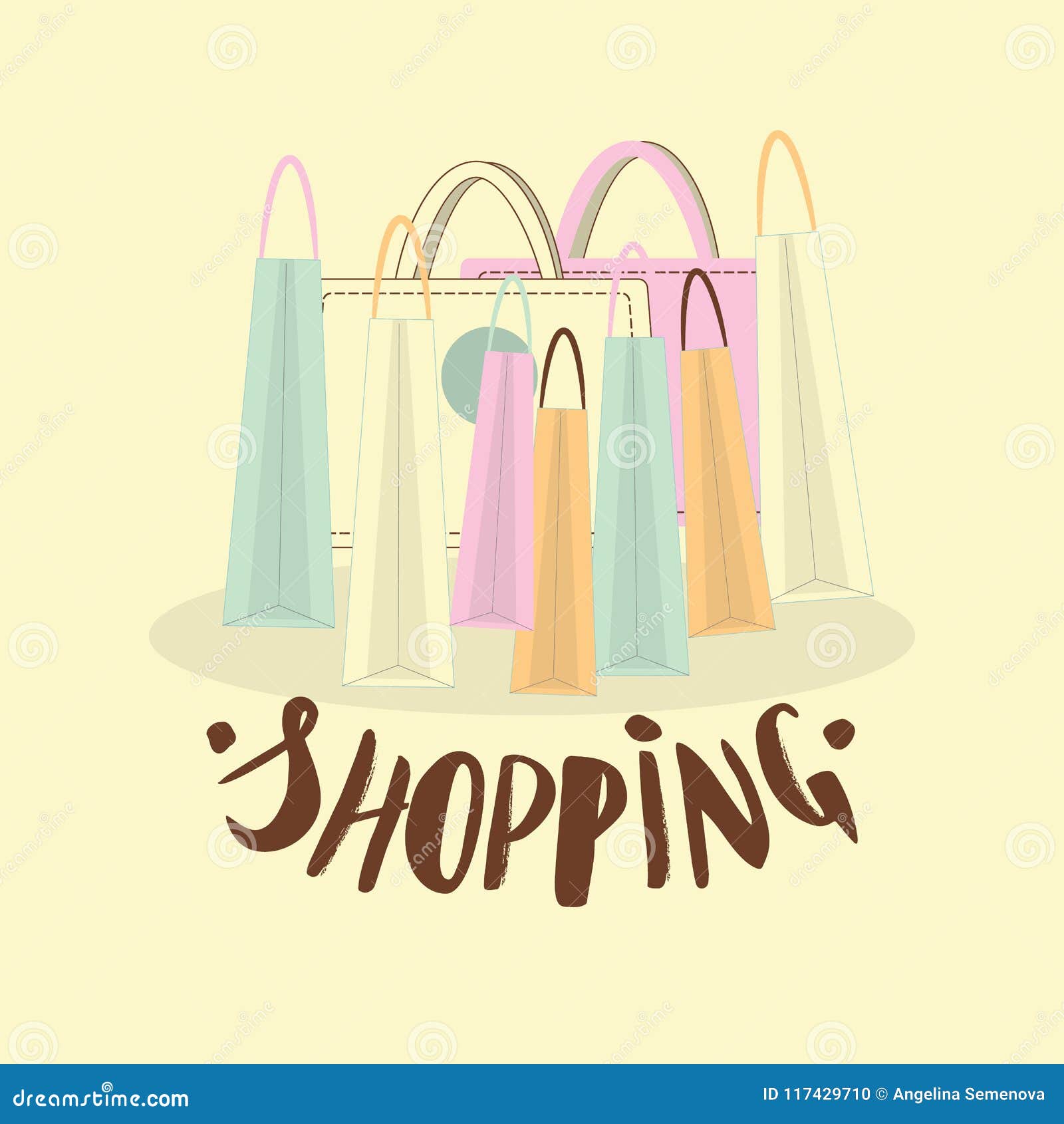 Letras De La Mano De Las Compras De La Palabra Ilustración del Vector ...