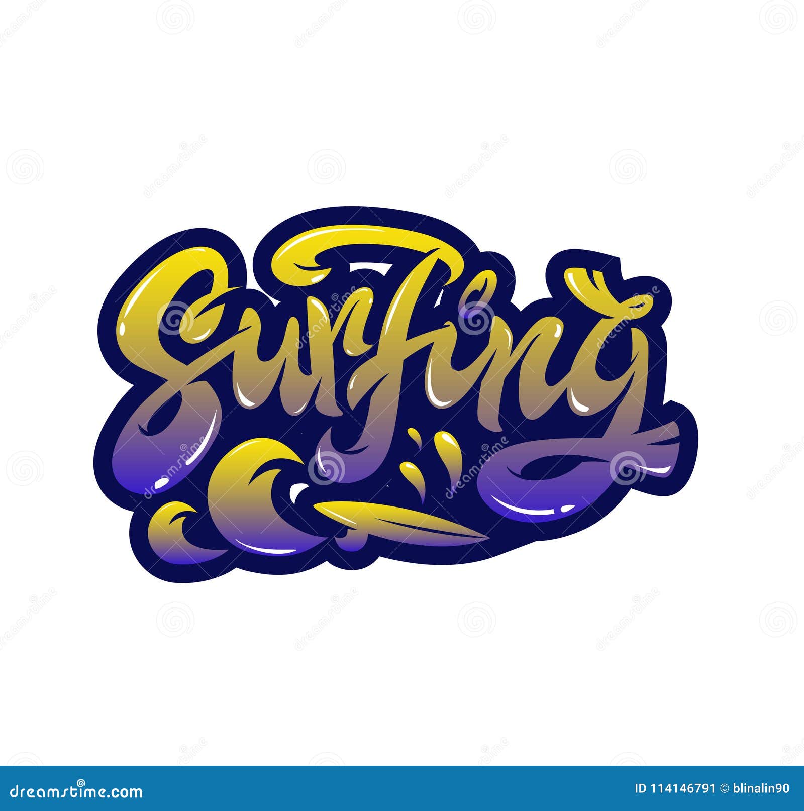 Letras De La Mano Que Practican Surf Ilustración del Vector ...