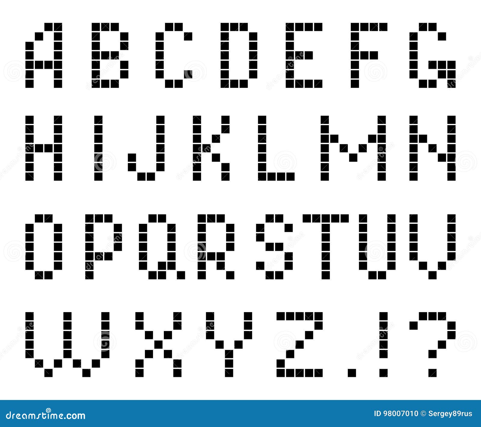 Letras de pixeles ilustración del vector. Ilustración de equipo - 98007010