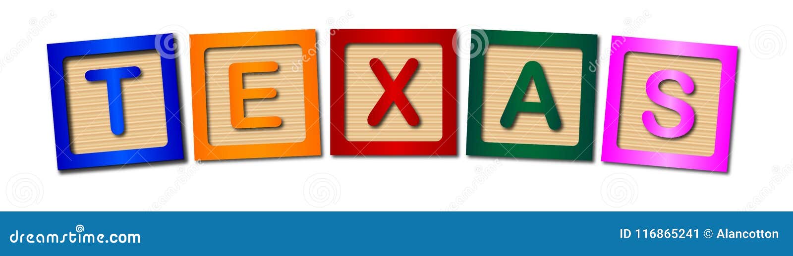 Letras De Texas on Isolated Wooden Block Ilustração do Vetor ...