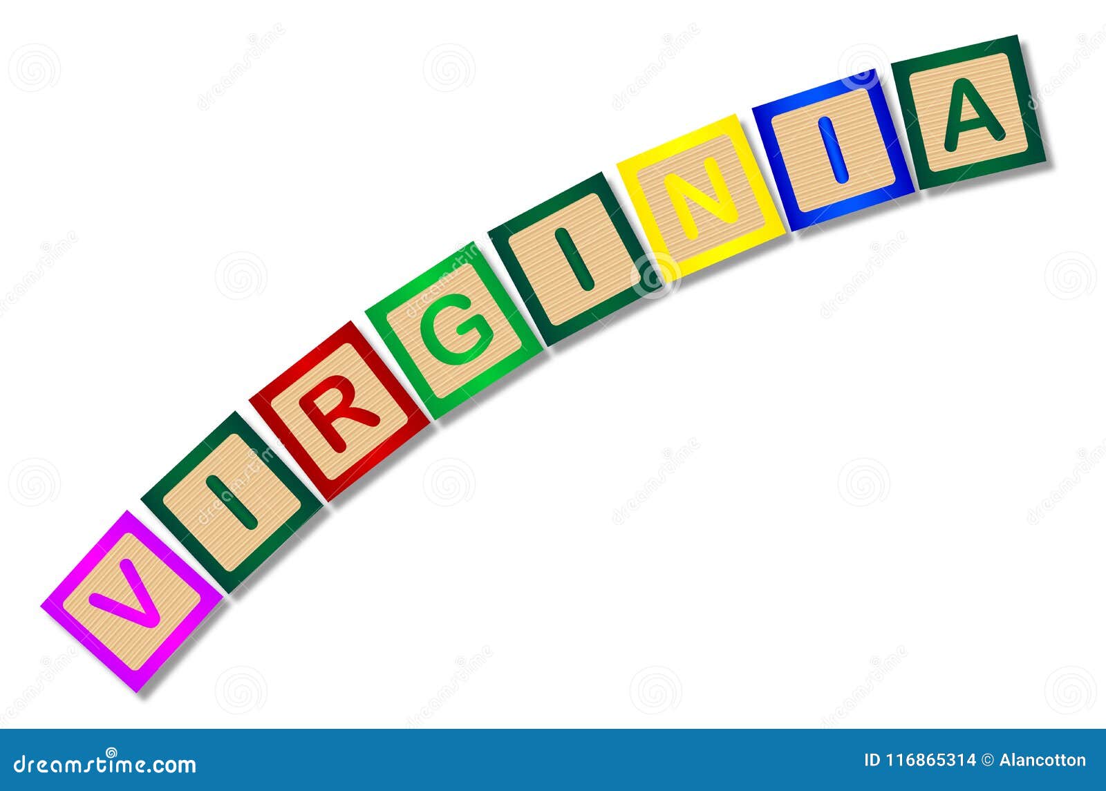 Letras De Virginia on Isolated Wooden Block Ilustración del Vector ...