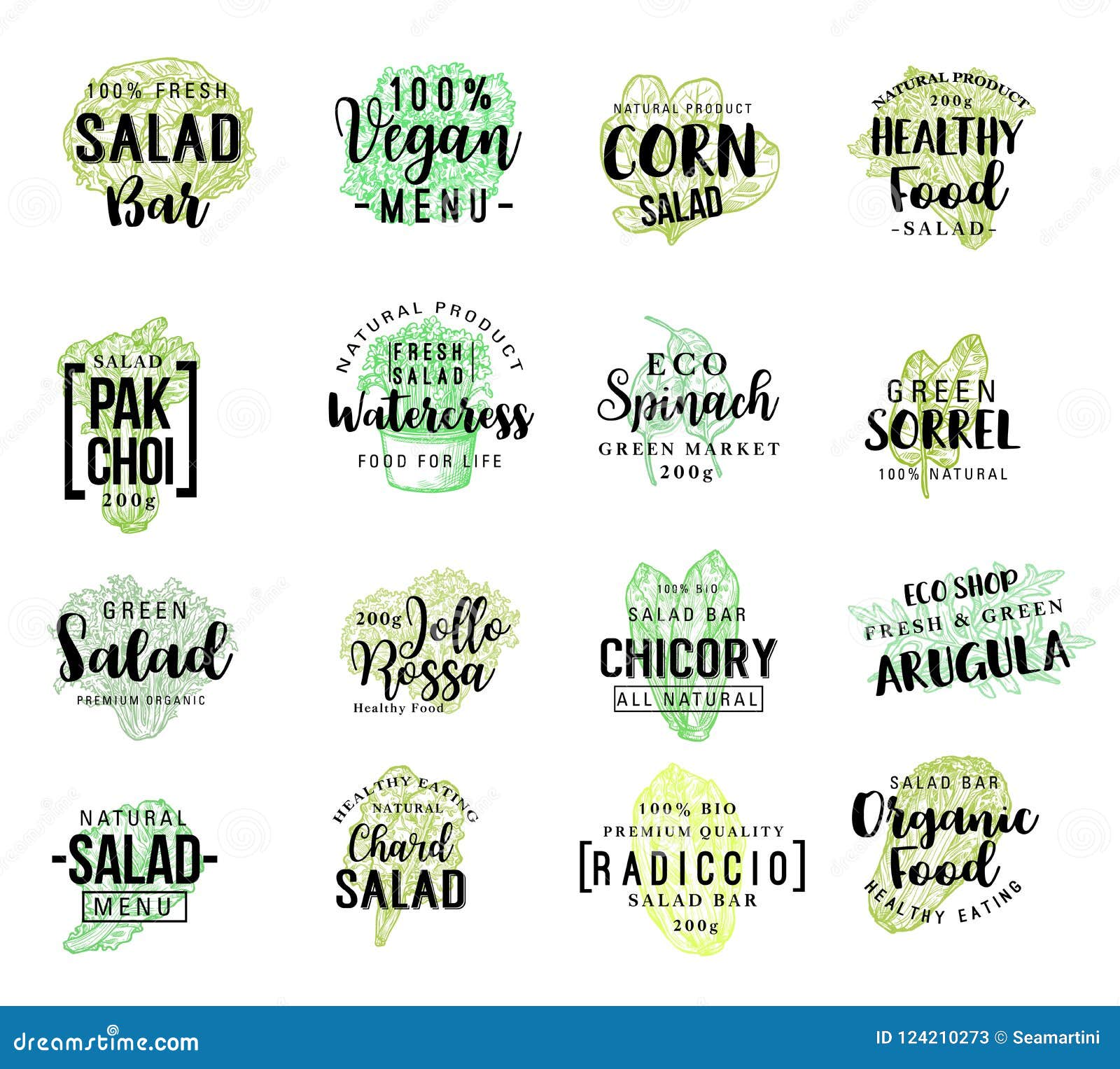 Letras Del Bosquejo Del Vector De Las Verduras De Ensaladas Ilustración ...
