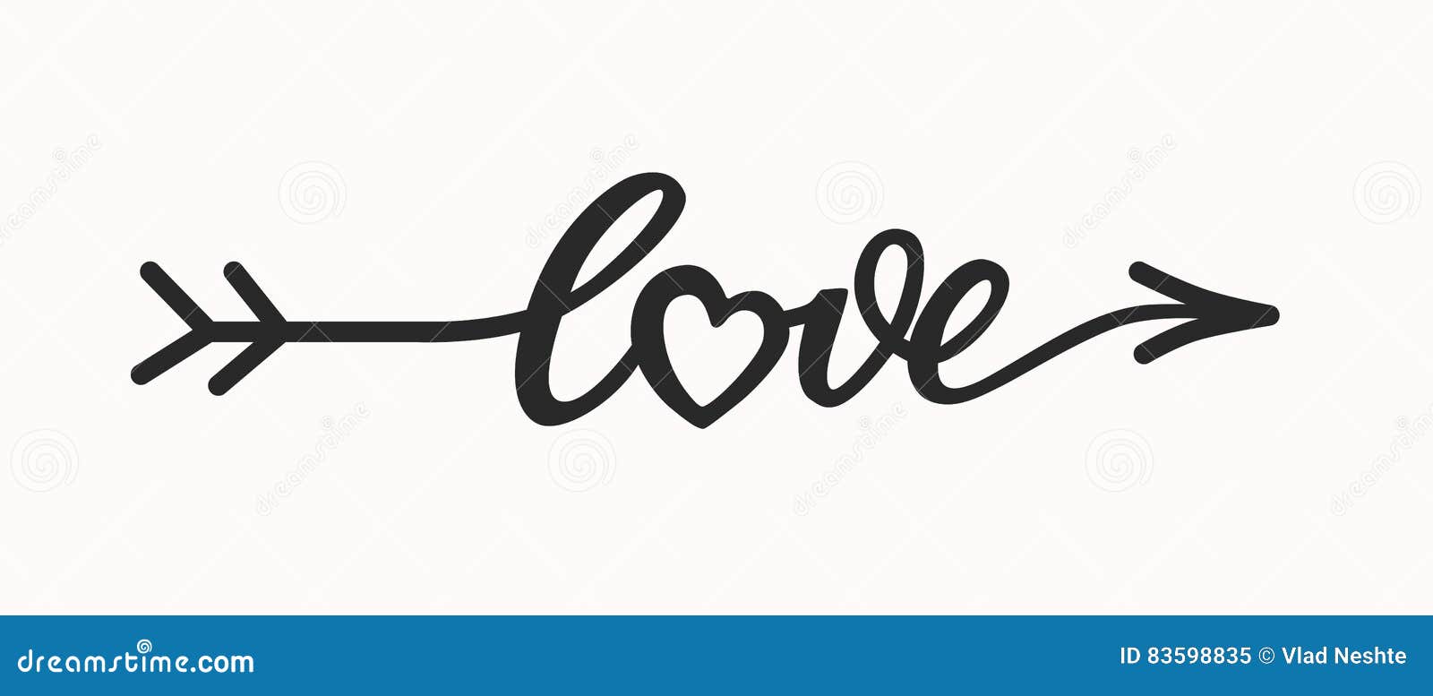 Letras Dibujadas Mano Del Amor En Flecha De La Forma Stock de ...