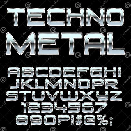 Letras E Símbolos Do Estilo Do Metal De Techno Ilustração do Vetor ...