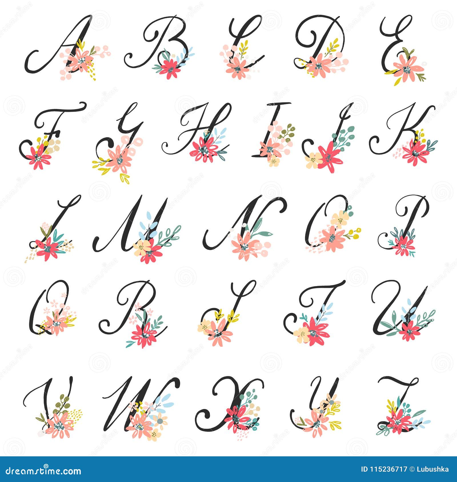 Letras florales hermosas ilustración del vector. Ilustración de resorte ...