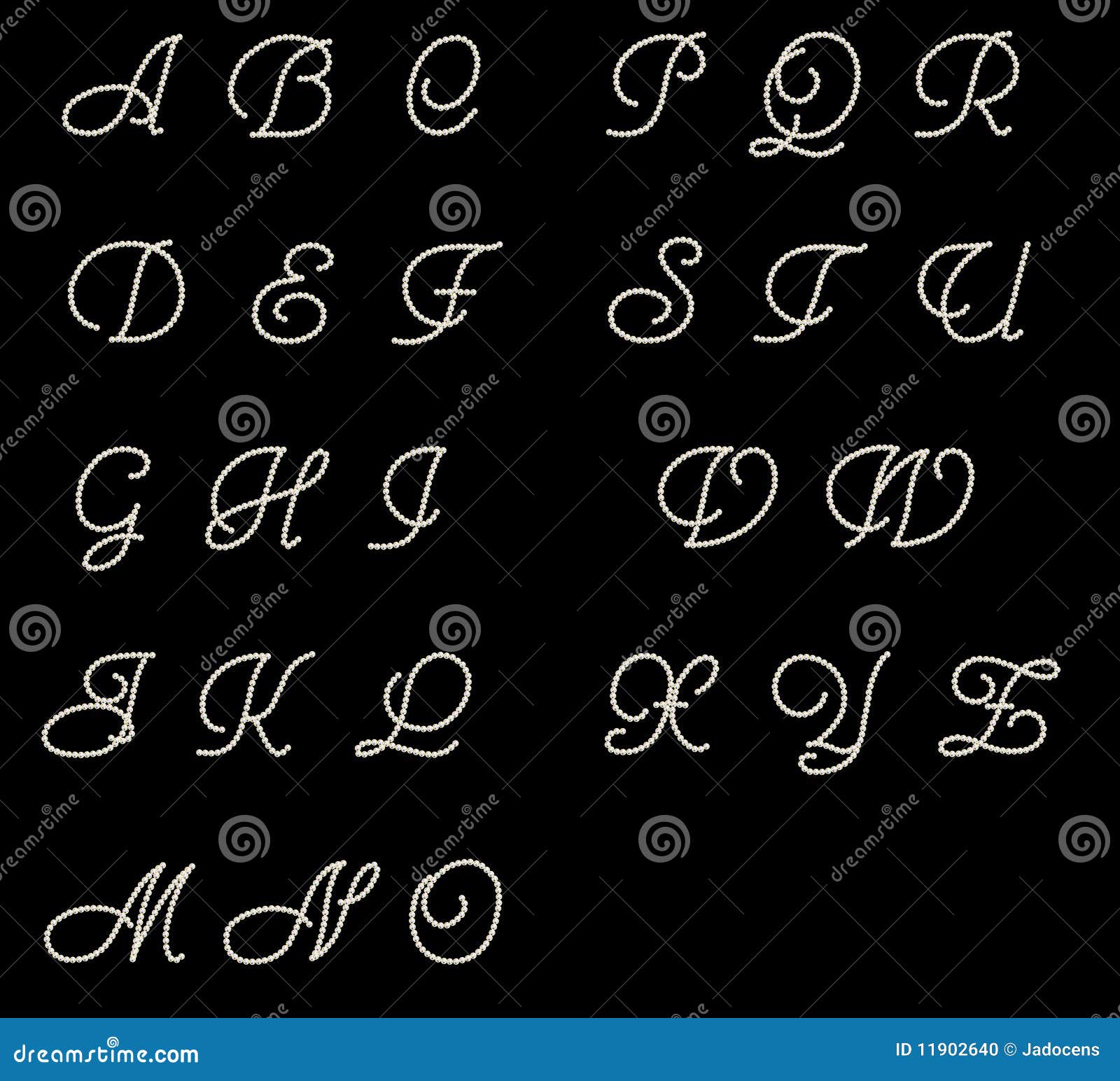Letras Latin Cursive No Fundo Preto Ilustração Stock - Ilustração de ...