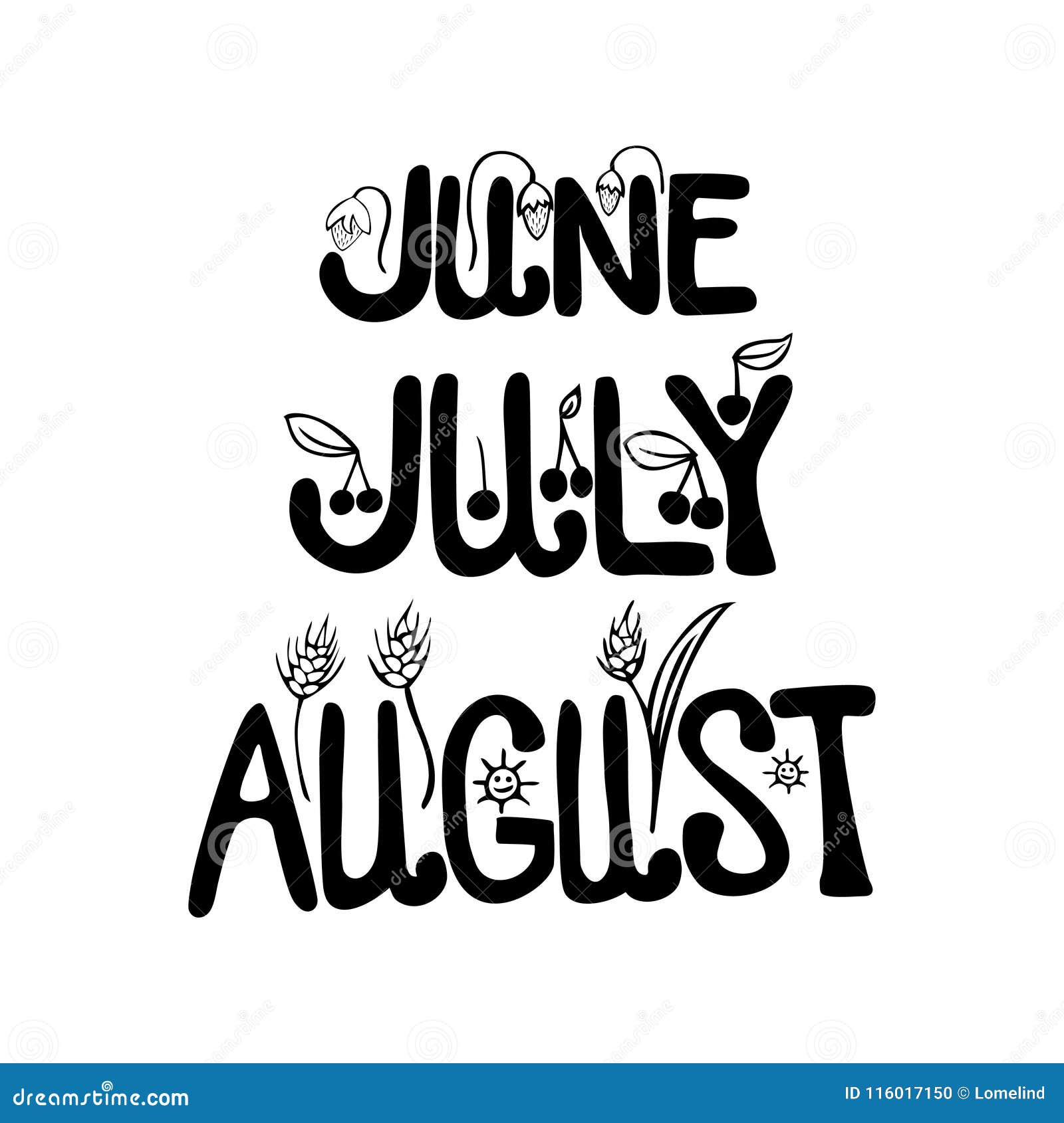 Letras Negras Del Verano De La Tinta Del Vector Stock de ilustración ...