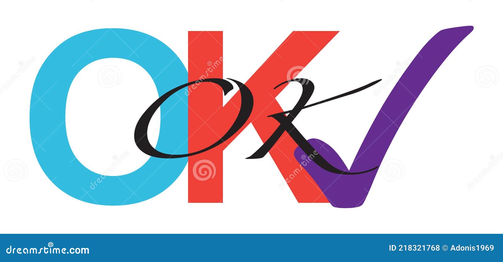Letras ok stock de ilustración. Ilustración de enganche - 218321768