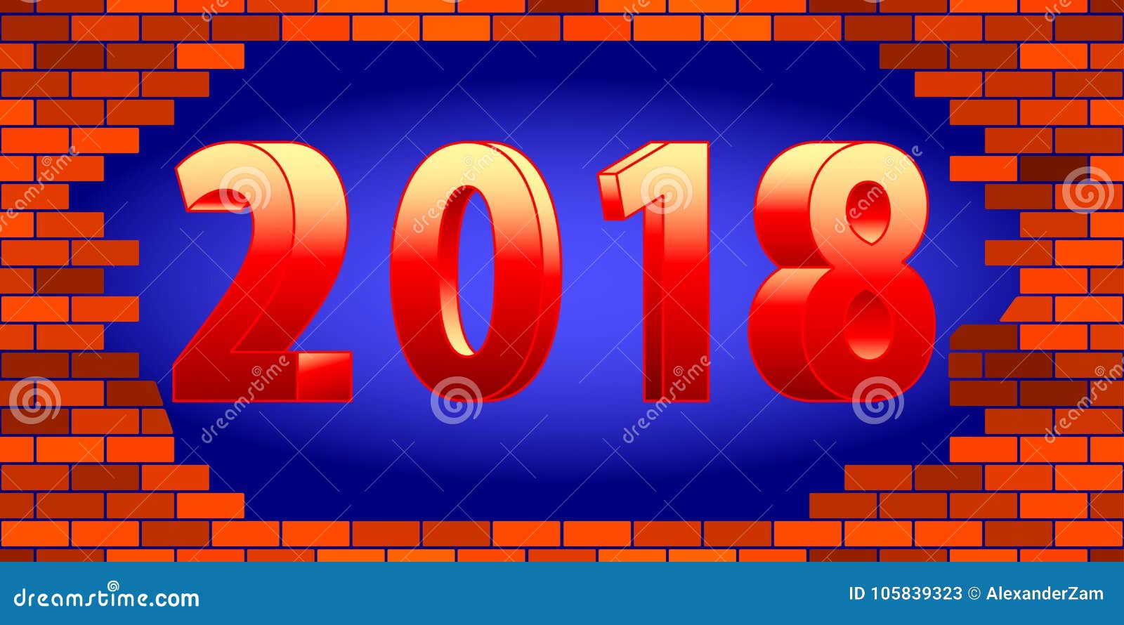 Letras Quebradas 2018 De La Pared Ilustración del Vector - Ilustración ...