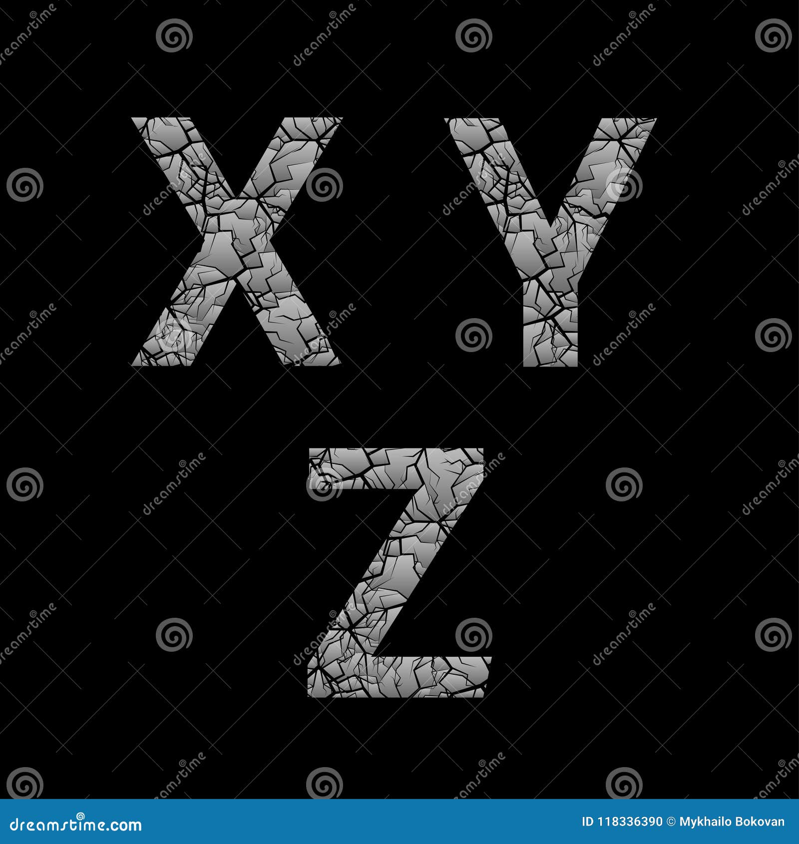 Letras quebradas de prata ilustração stock. Ilustração de isolado ...