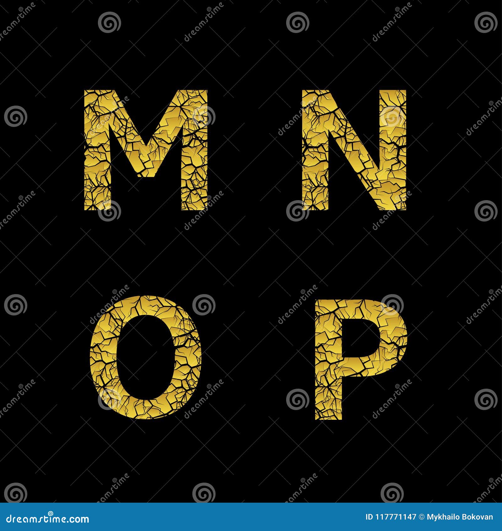 Letras quebradas douradas ilustração stock. Ilustração de decorativo ...