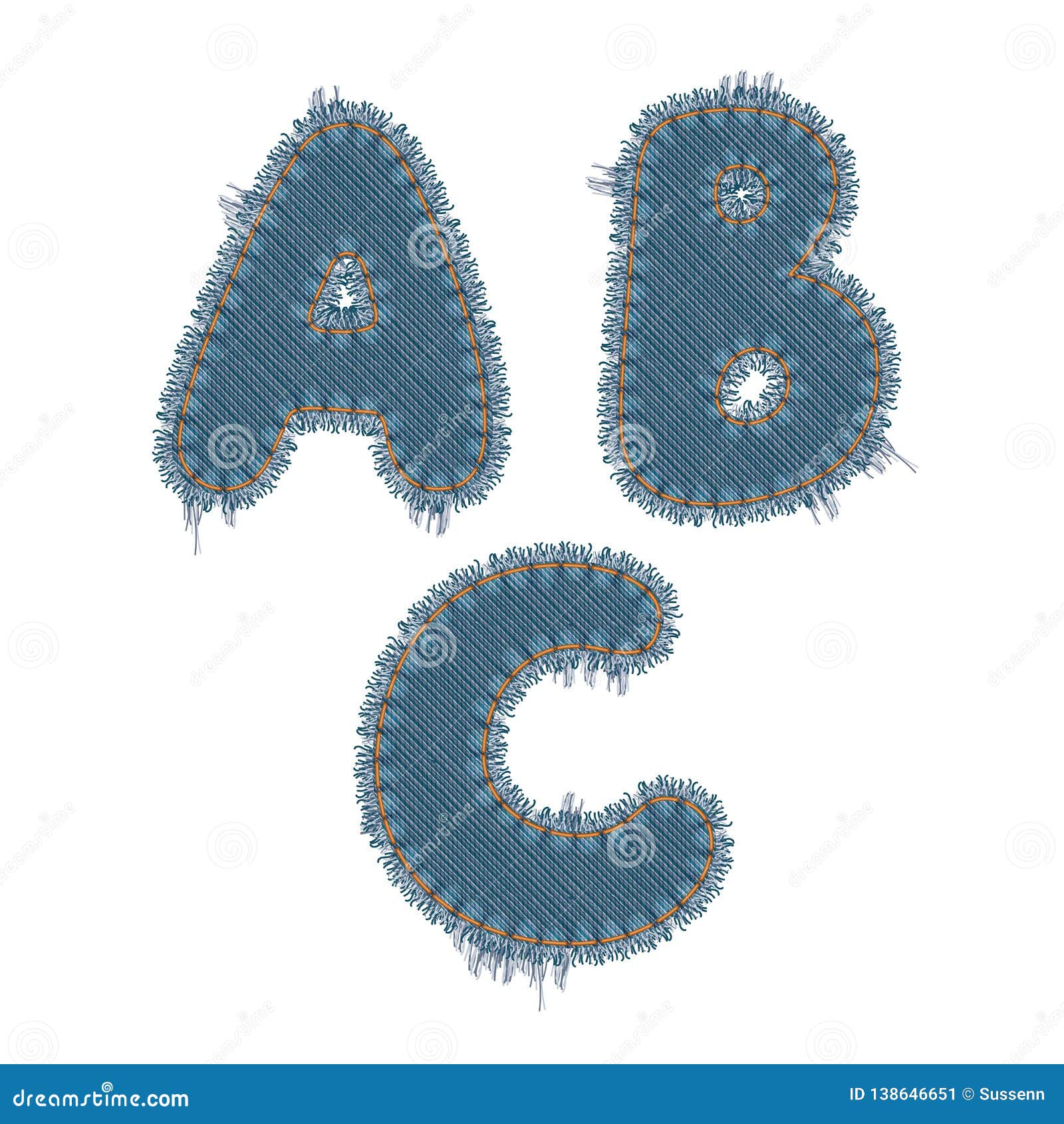 Letras Rasgadas Da Sarja De Nimes Ilustração do Vetor - Ilustração de ...