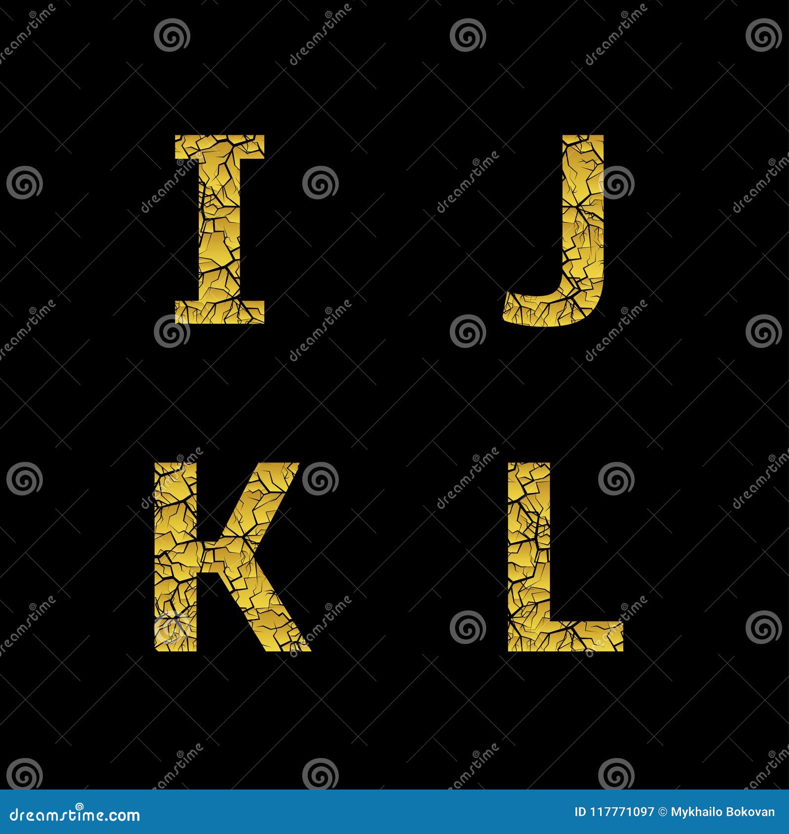 Letras rotas de oro stock de ilustración. Ilustración de aislado ...