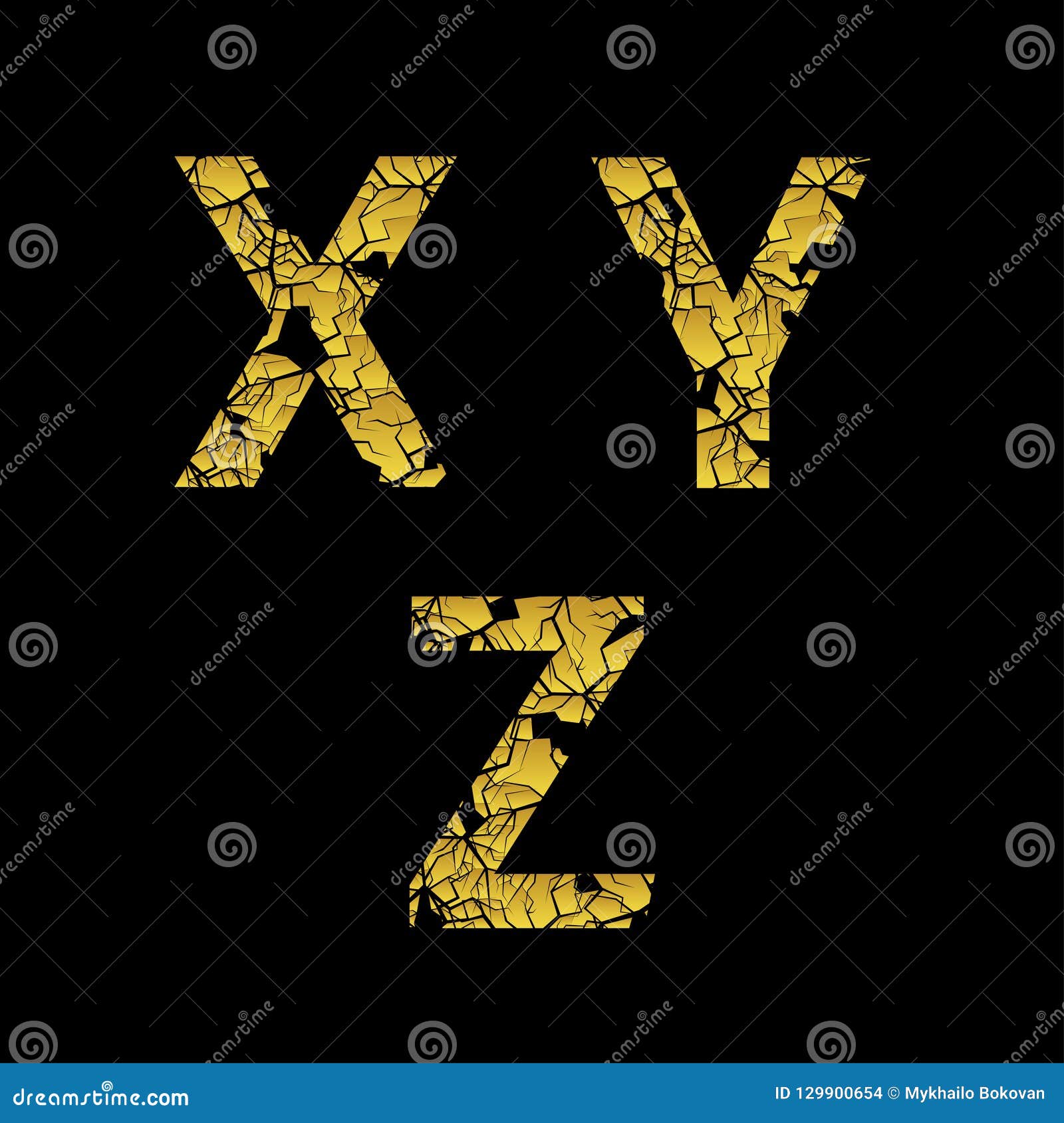 Letras rotas de oro ilustración del vector. Ilustración de decorativo ...