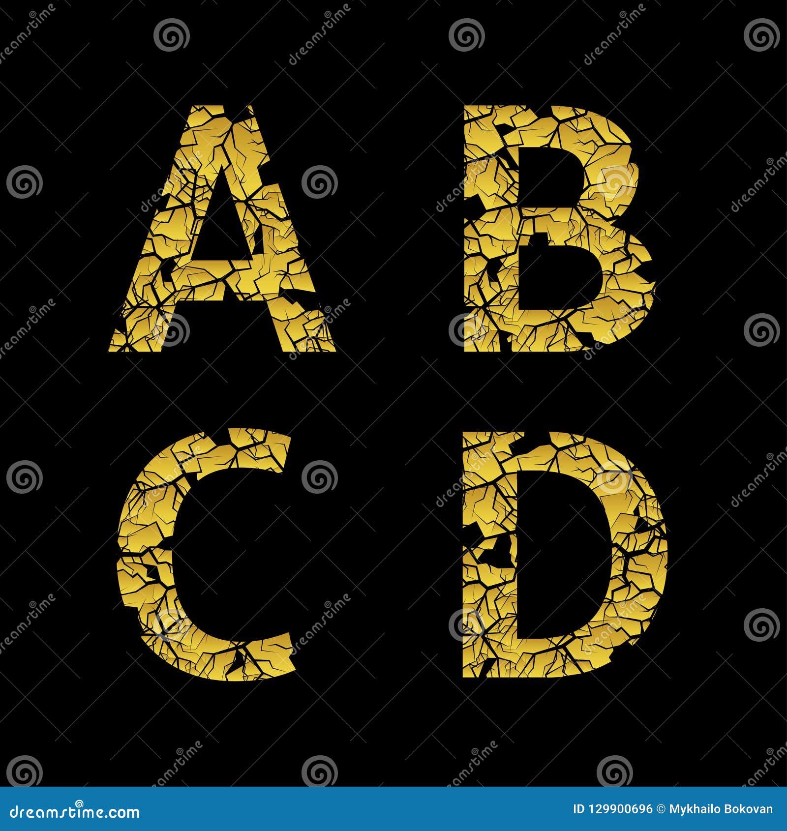 Letras rotas de oro ilustración del vector. Ilustración de aislado ...