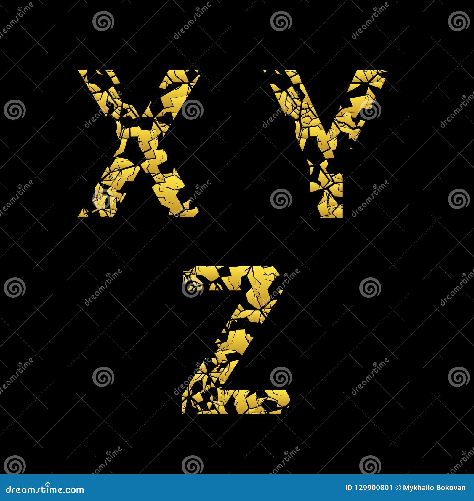 Letras rotas de oro ilustración del vector. Ilustración de decorativo ...