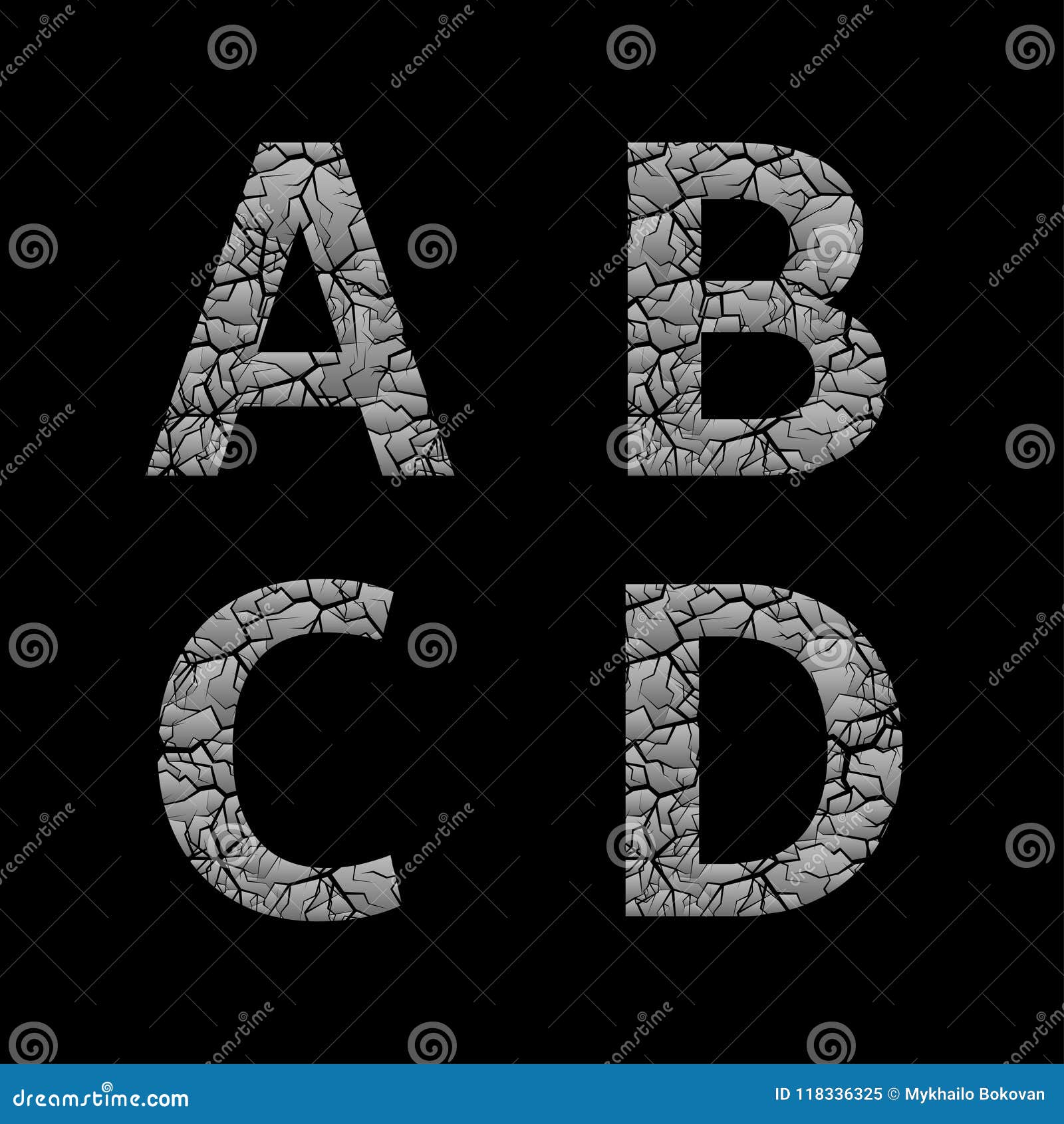 Letras rotas de plata stock de ilustración. Ilustración de metal ...