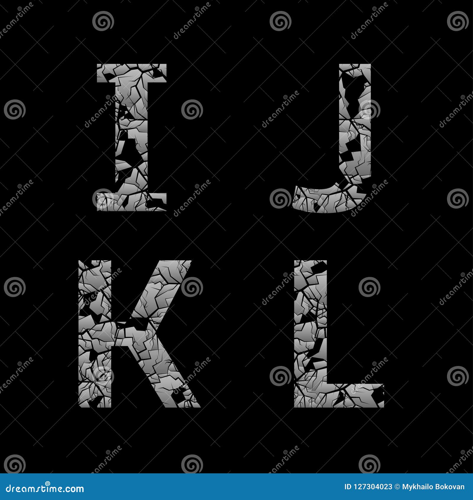 Letras rotas de plata ilustración del vector. Ilustración de machacado ...