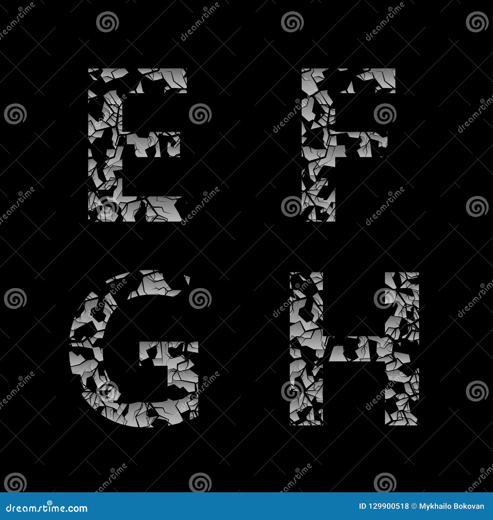 Letras rotas de plata ilustración del vector. Ilustración de decorativo ...