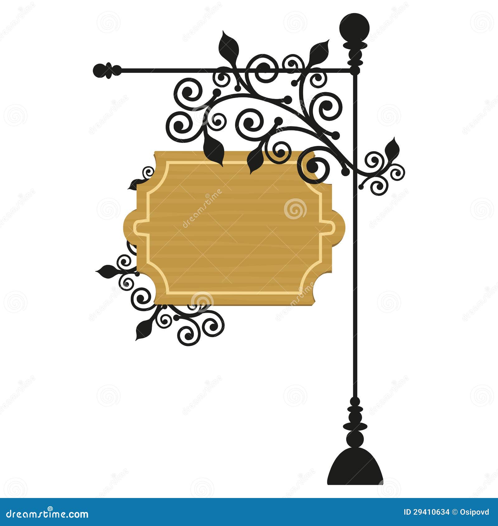 Letrero de madera vacío ilustración del vector. Ilustración de poste ...