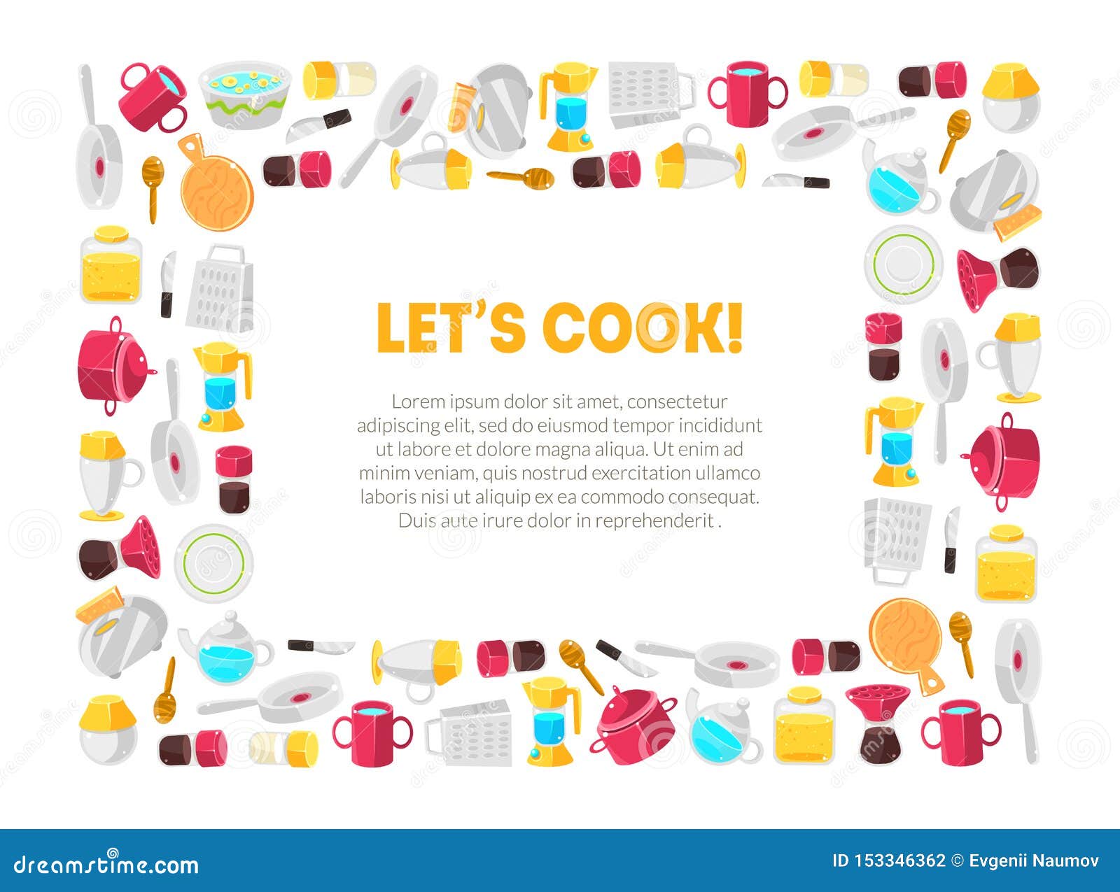 Lets Cook Frame of Square Shape with Kitchen Tools and Place for Text ...