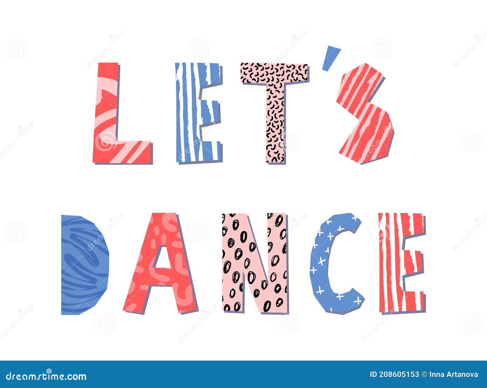 Lets Dance Hand Drawn Lettering. Vector Illustration Stock Vector ...
