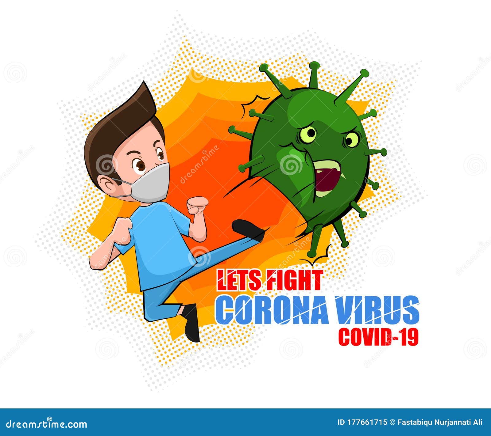 Lets Fight Corona Virus Illustration Stock Vector - Illustration of ...