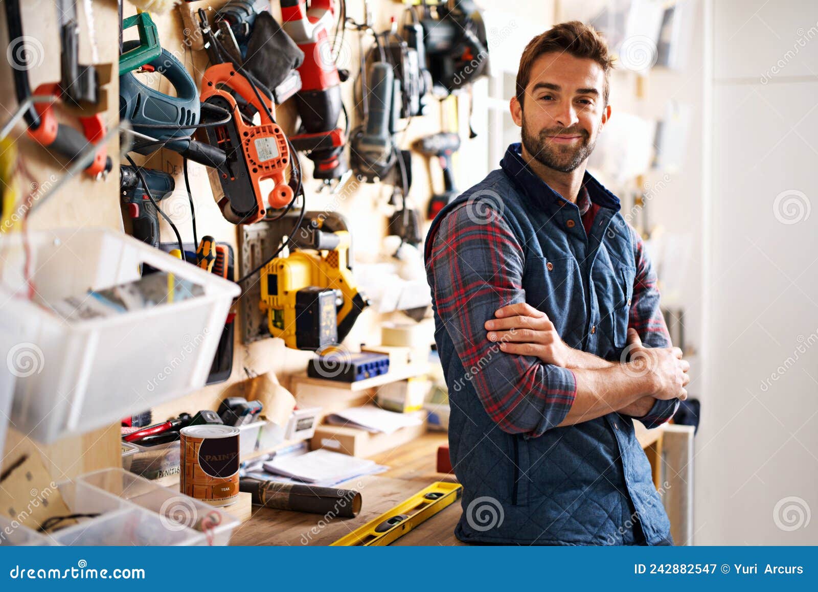 Lets Fix it. Portrait of a Handsome Young Handyman Standing in Front of ...