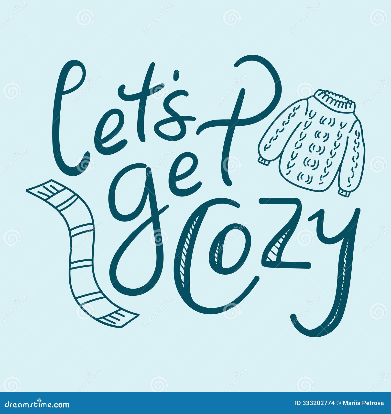 Lets Get Cozy Card Or Poster With Warm Socks Vector Illustration ...