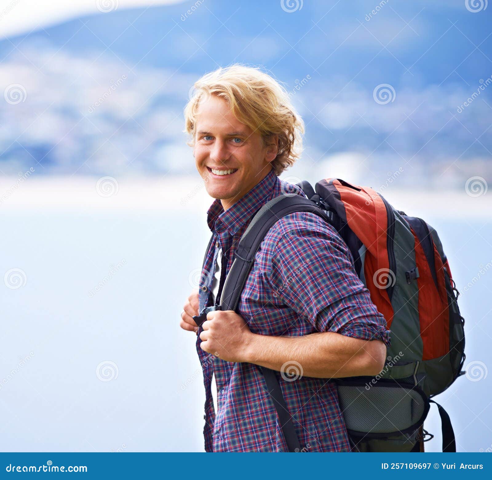 Lets Get this Hike Started. Portrait of a Handsome Young Man with a ...