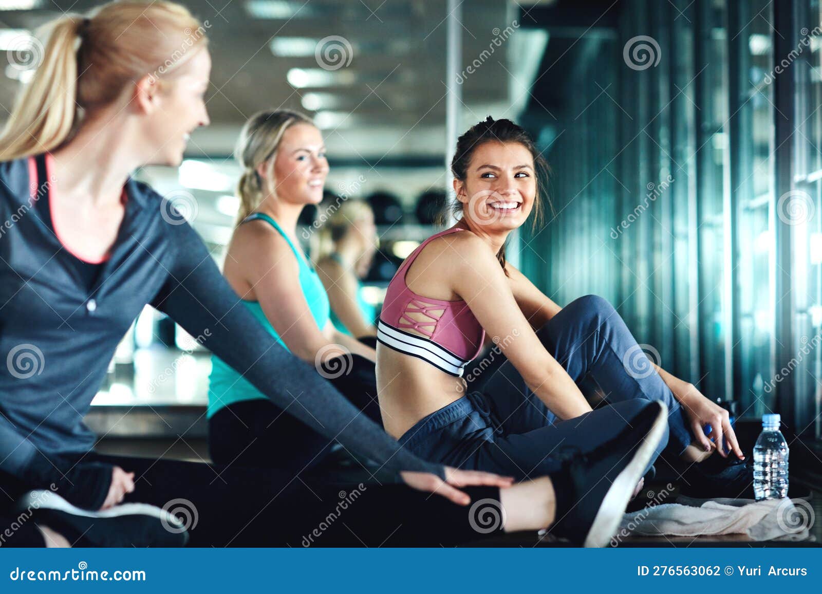 Lets Get Started. Three Attractive Young Women Taking a Break during ...