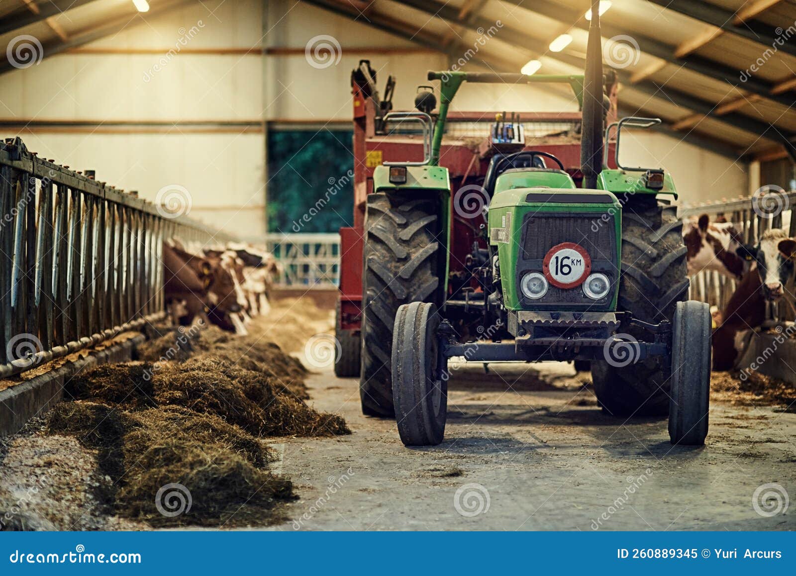 Lets Get To Work. a Rusty Old Tractor Standing in an Empty Barn ...