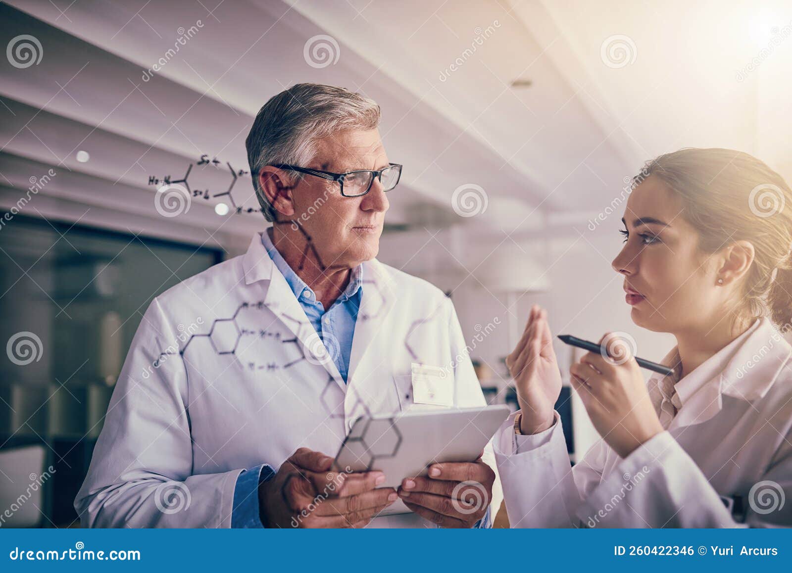 Lets Go Back To the Drawing Board. Two Focused Scientists Working ...